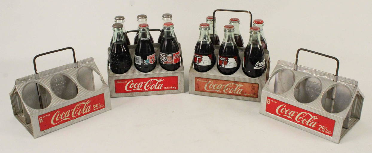 Four Aluminum Coca Cola Bottle Carriers, 1950s