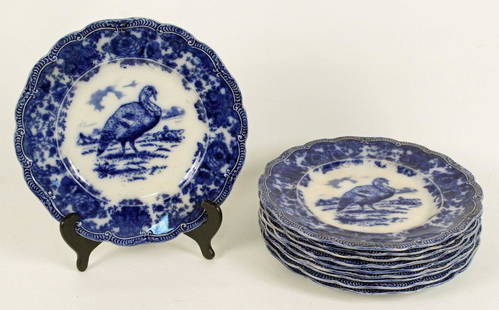 Plate, Flow Blue By Ridgeway, Cattle Scene