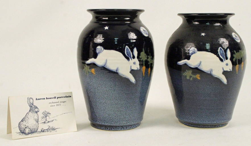 Two Karen Howell Cobalt Blue Rabbit Vases (#0253) on Sep 10, 2022 ...
