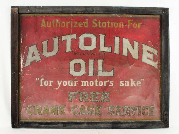 Autoline Oil Tin Station Sign, C. 1925