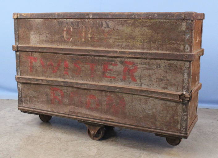 Rectangular Railroad Steel And Wood Cart