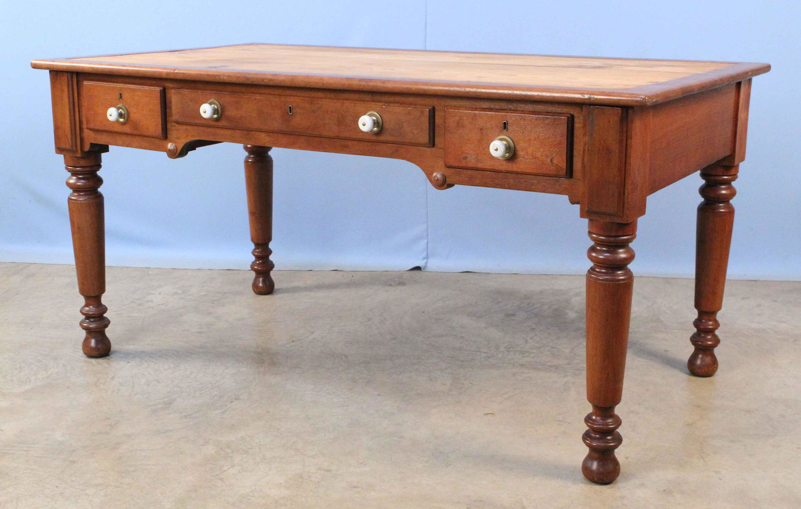 Walnut 19th C. Library Table With Drawers