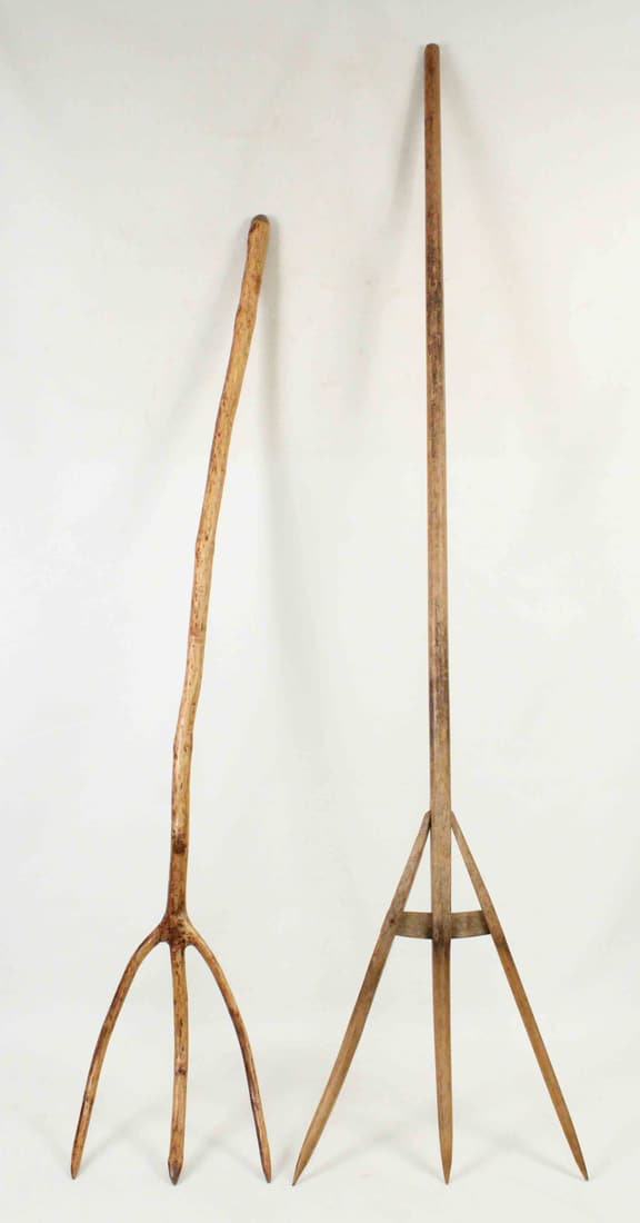 Pair Of Early Style Wooden Rakes Auction
