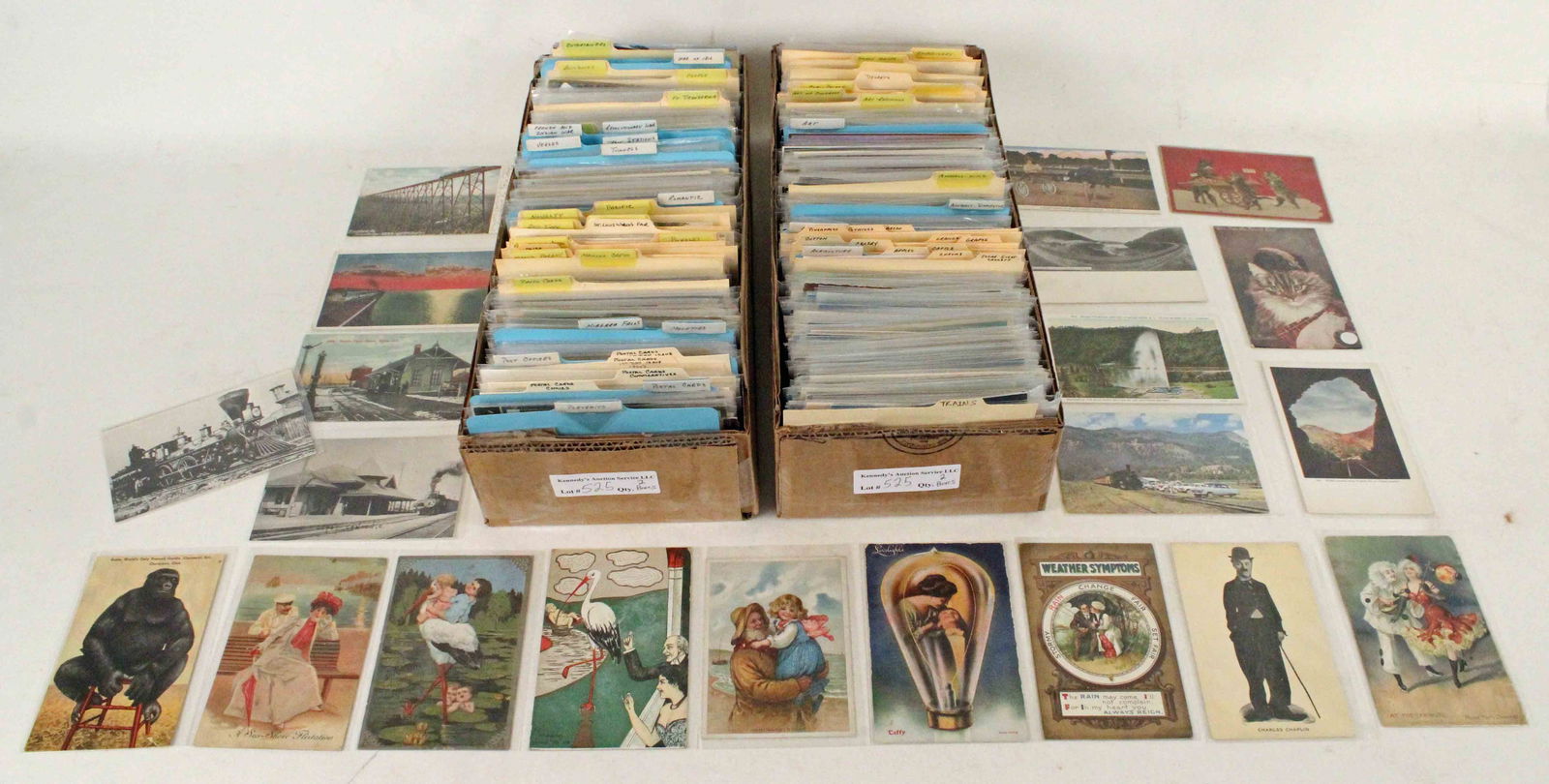 Collection Of 1000+ Postcards, Trains, Etc. Auction