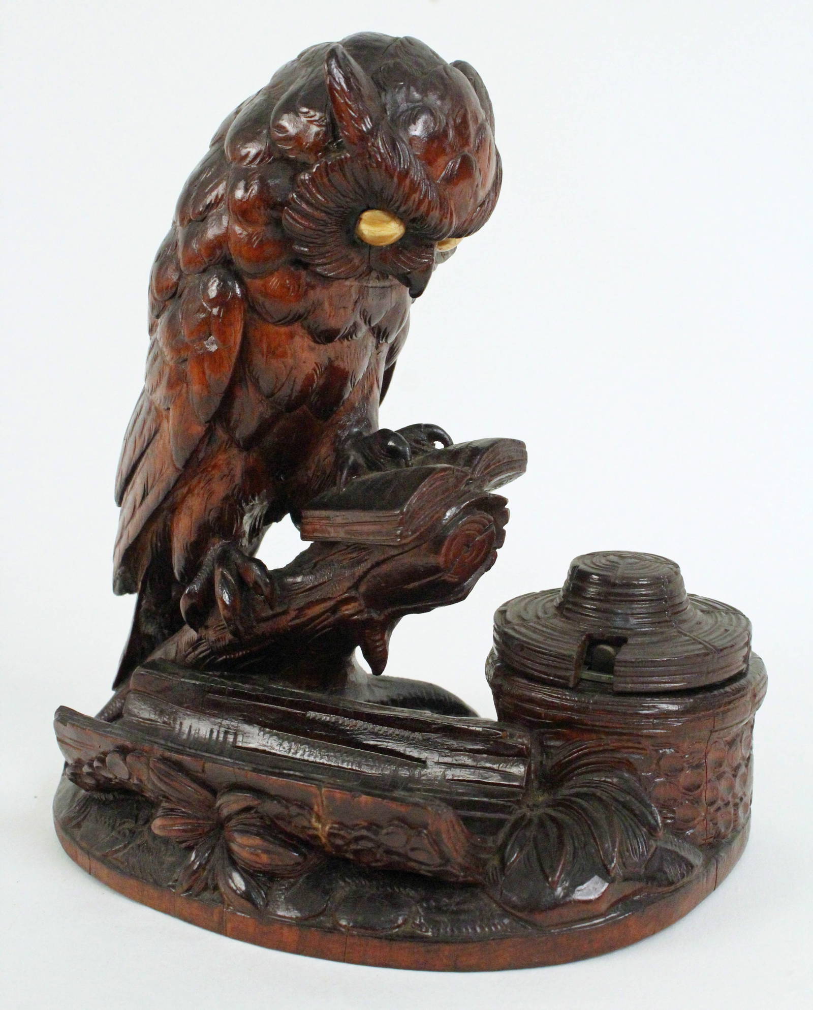 Black Forest Carved Inkwell & Pen Rest Auction