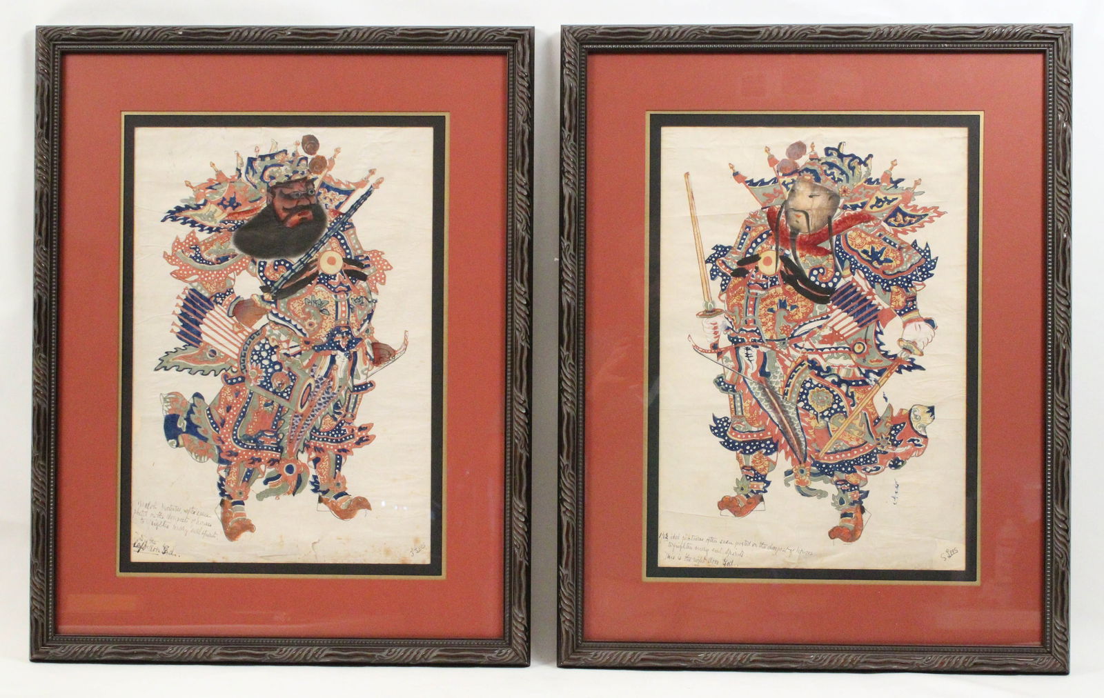 Pr. Chinese Door Guardians Woodblocks Auction
