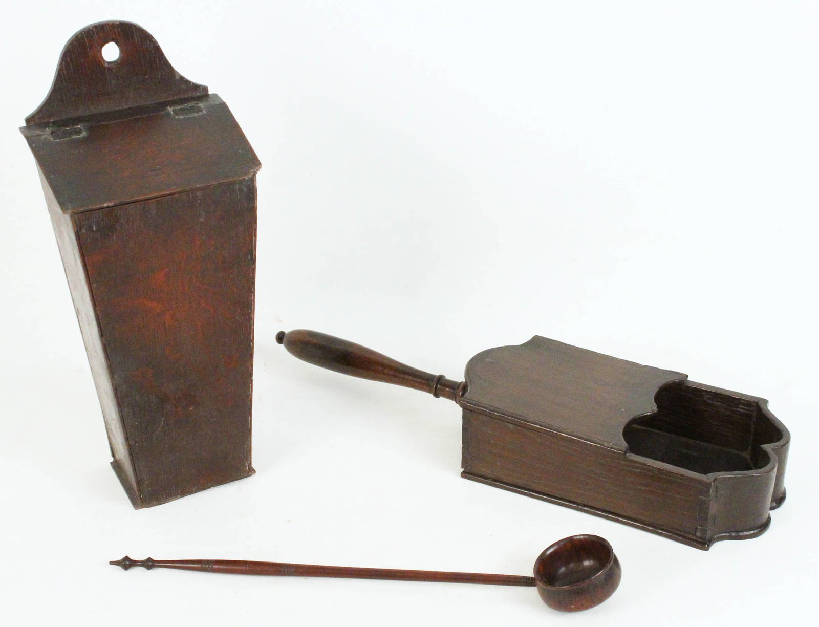 Early 19th C. Candle Box, Tithe Box & Toddy Ladle Auction