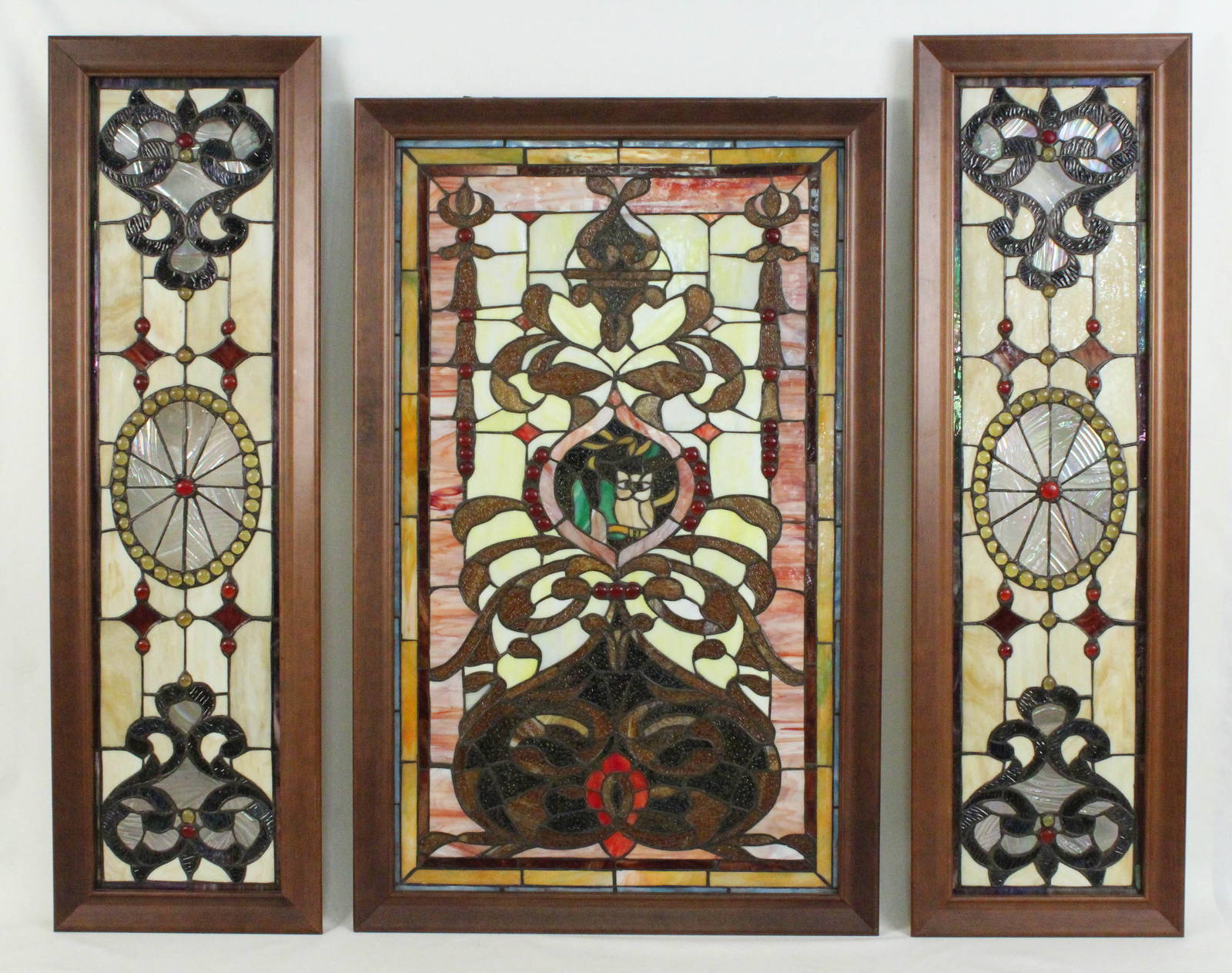 Three Panel Contemporary Stained Glass Group Auction
