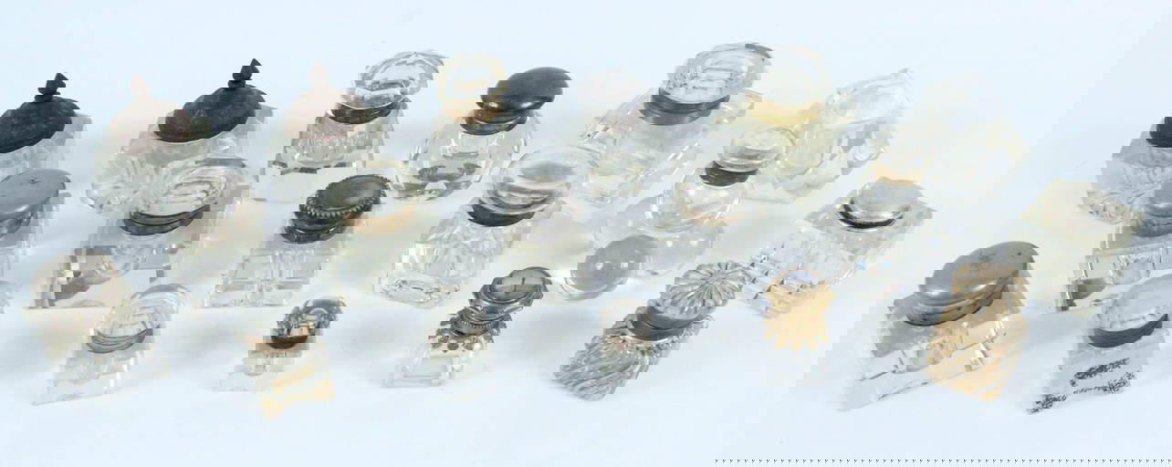 Group Of (18) Crystal Inkwells