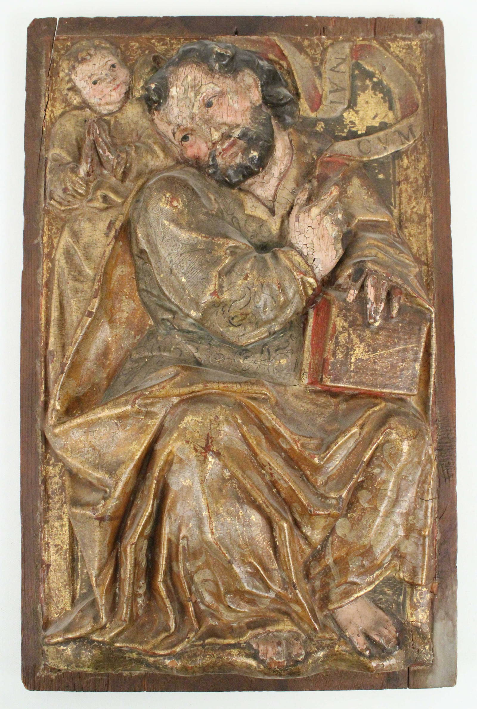 17th/18th C. High Relief Carved Religious Panel Auction