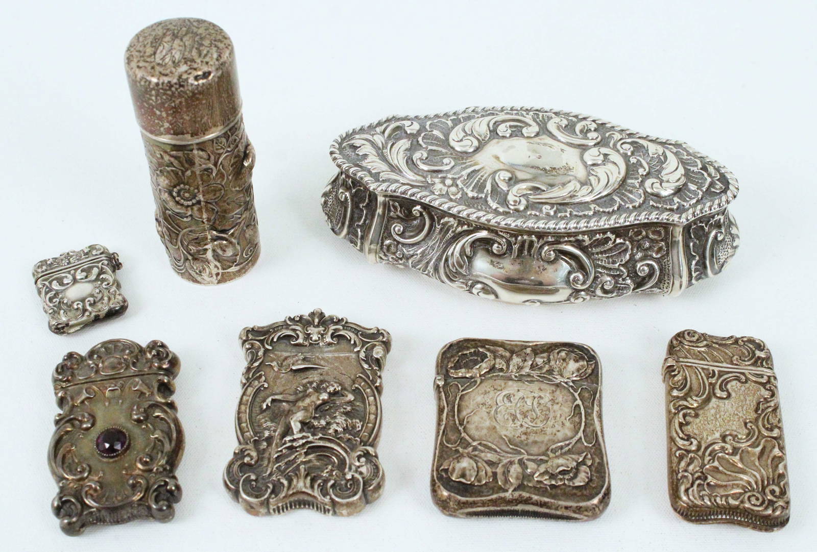 (7) Sterling Silver Match Safes & Boxes Auction