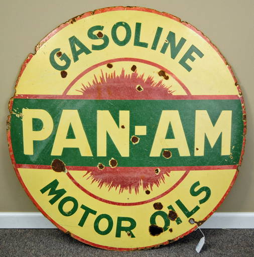 Pan Am Gas & Oil 41.5" Round Porcelain Sign