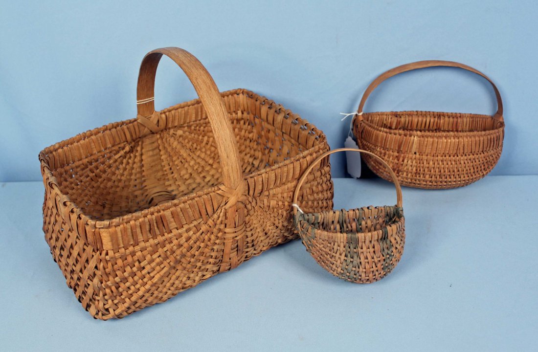 Split-Oak Vegetable & Two Half Melon Wall Baskets