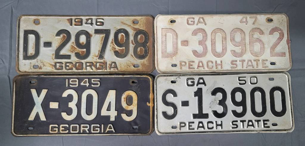 1940s Vintage Georgia Car Tag Lot