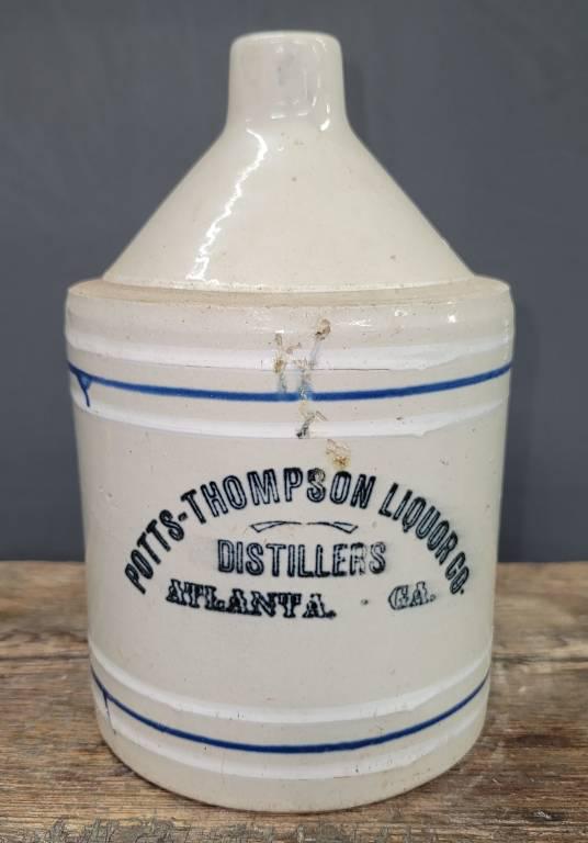 Potts Thompson Atlanta Ga. 1/2 Gal Distillers Jug