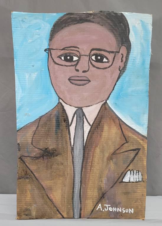 Important Anderson Johnson Self Portrait Folk Art Painting - Mar 25 ...