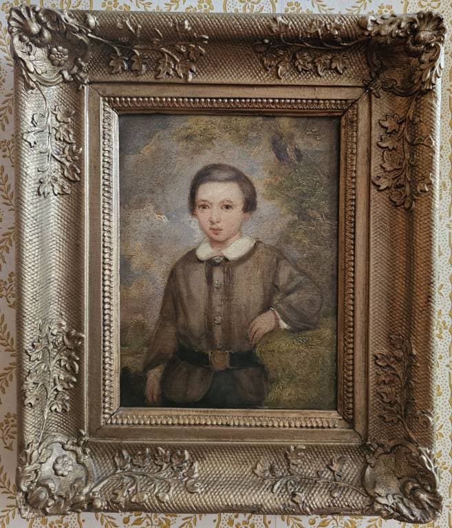 Circa 1850s Young Boy Portrait Oil Painting Auction