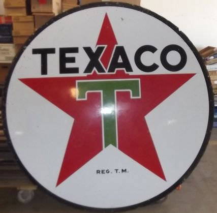 6 Ft Round Texaco Double Sided Porcelain Pole Sign