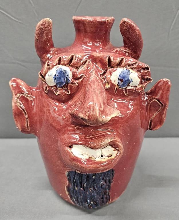 Rare Red Devil Jerry Brown Face Jug Auction