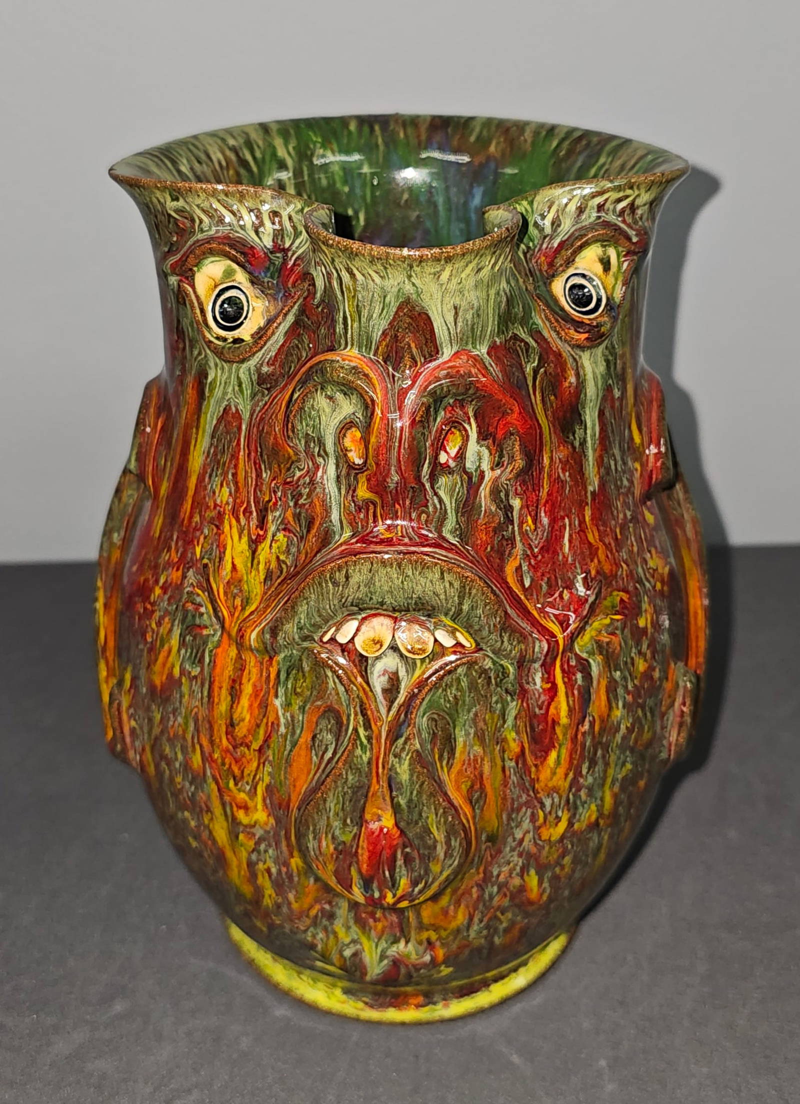 Stunning Roger Corn Face Pitcher Circa 2007 Auction