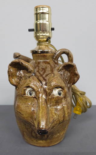 Rare Huey & Ann Wheeler Fox Pottery Lamp
