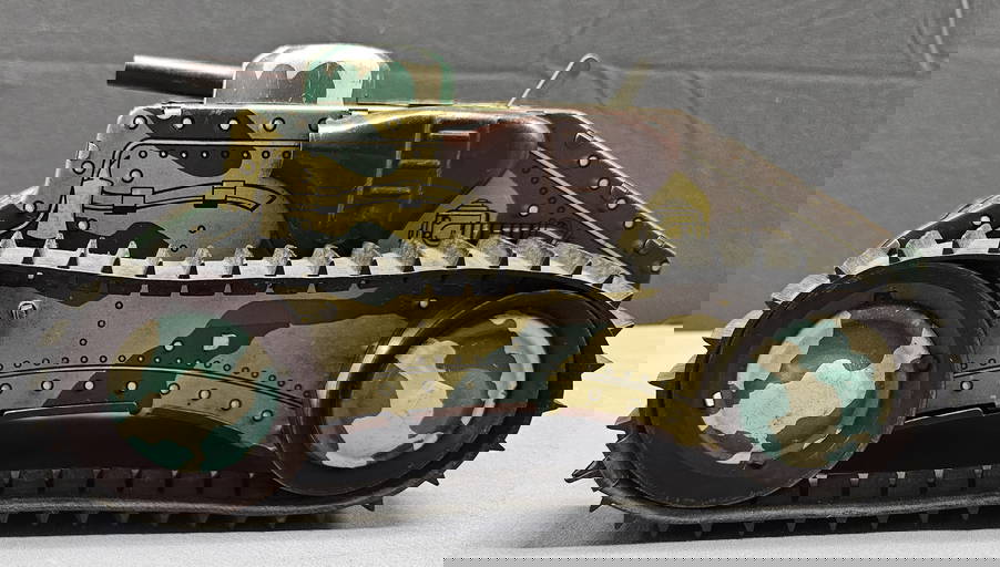 1940s Marx Tin Lith Wind Up Toy "sparkling Tank"