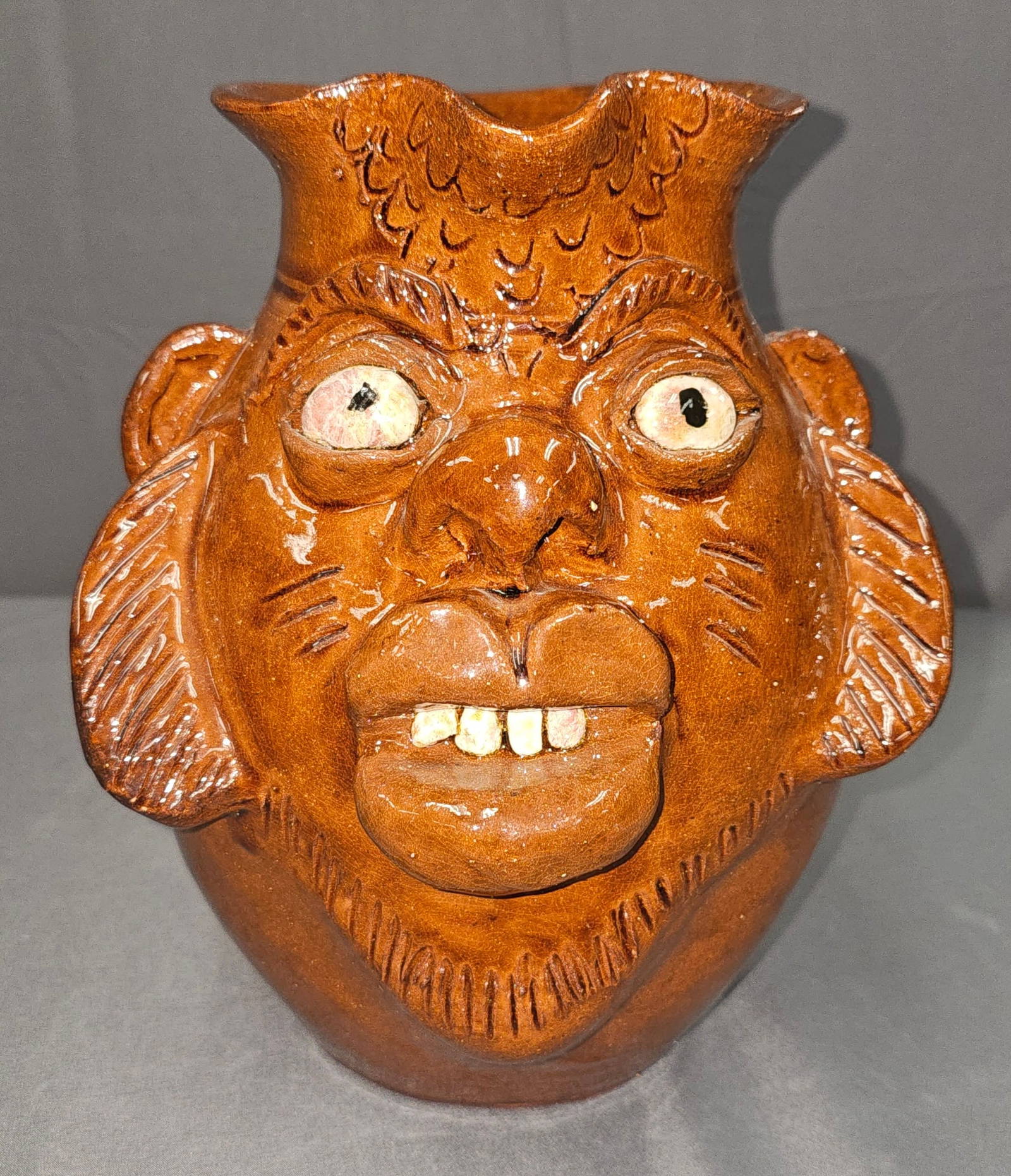 Albert Hodge Folk Pottery Face Pitcher Auction