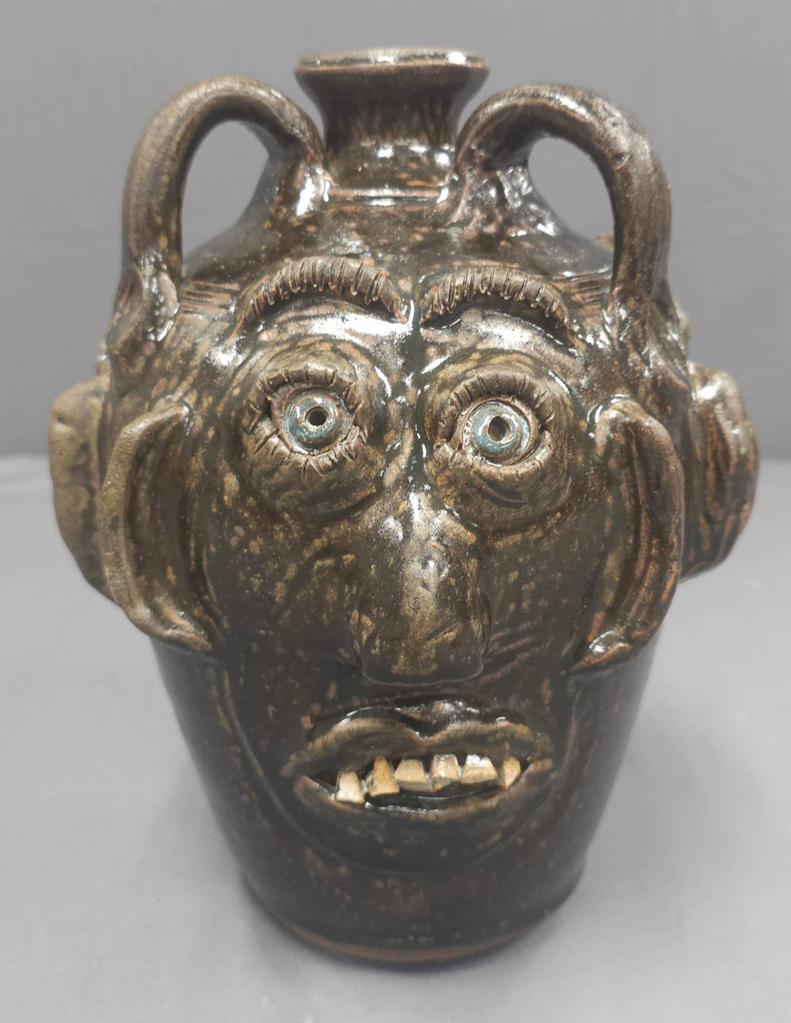 Bobby Ferguson Triple Folk Pottery Face Jug Auction