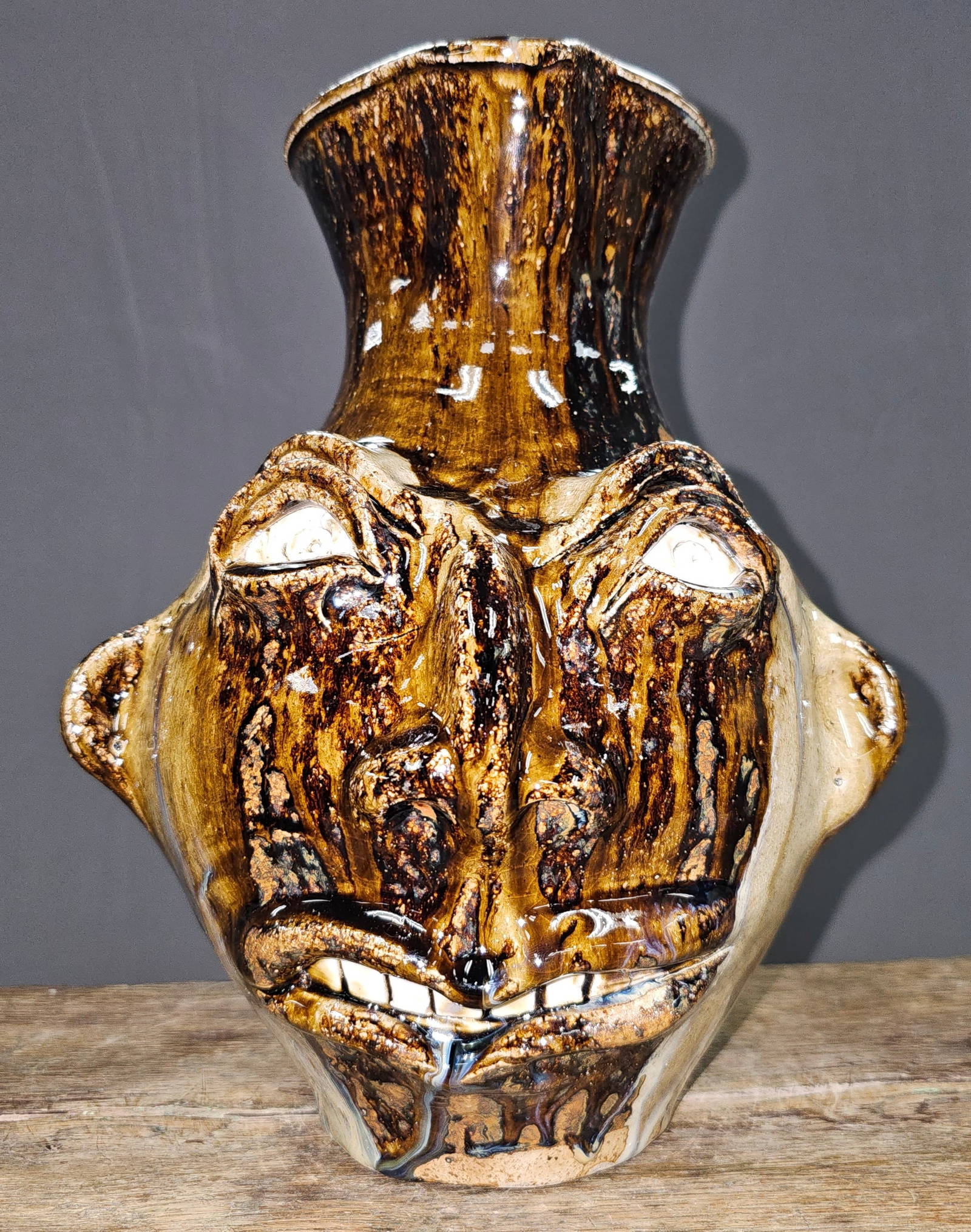 Stunning Tom Whitaker Edgefield Face Pitcher Auction