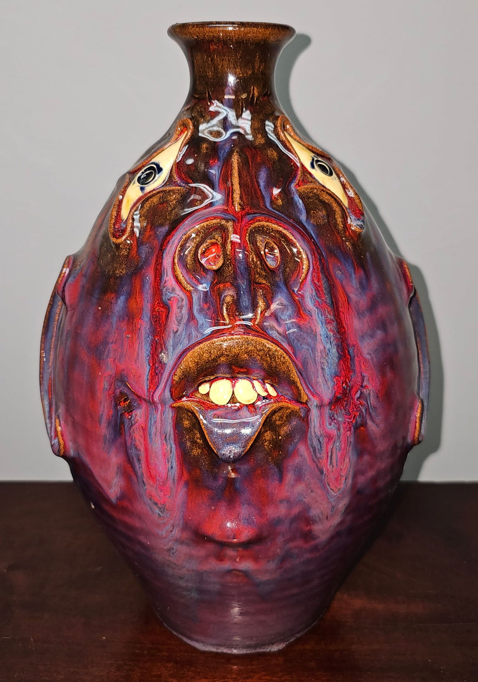 Stunning Roger Corn Folk Pottery Face Jug Auction