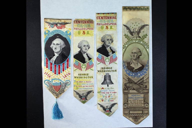 Four Silk Woven Bookmarks With George Washington