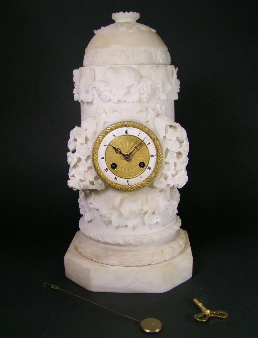 Carved Alabaster Clock