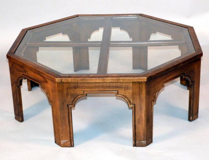 Octagonal Glass Topped Cocktail Table