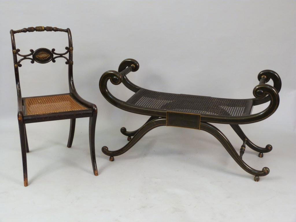 Regency Style Window Bench And Parlor Chair