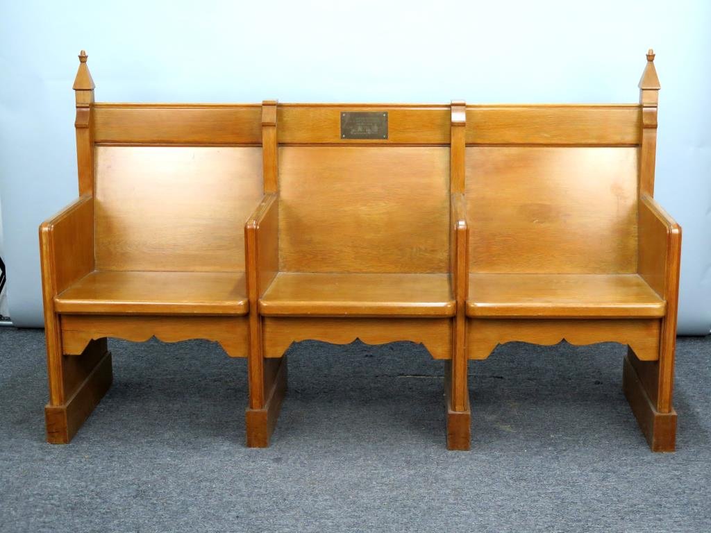 Oak Carved Church Pew