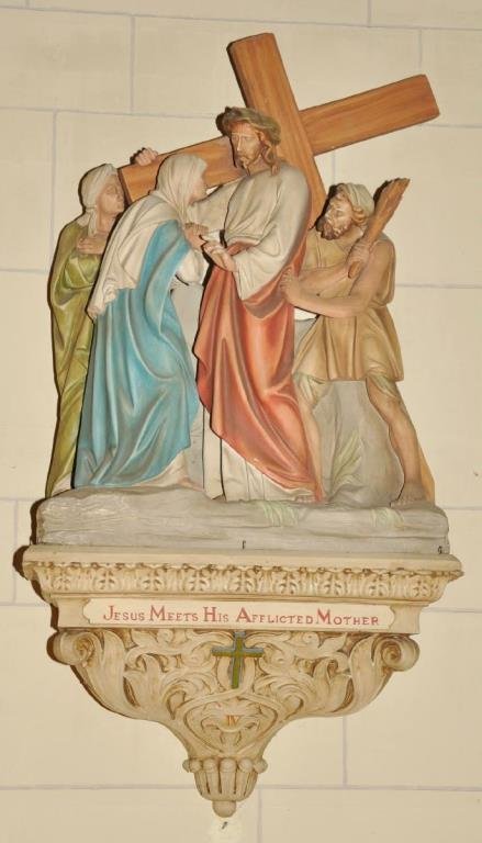 LARGE SET OF PLASTER STATIONS OF THE CROSS