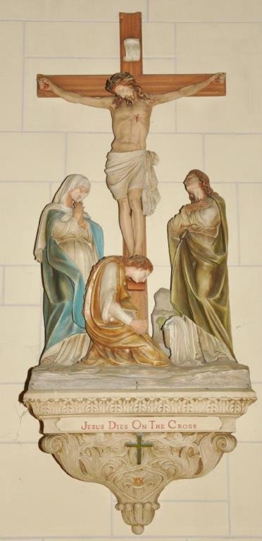 LARGE SET OF PLASTER STATIONS OF THE CROSS