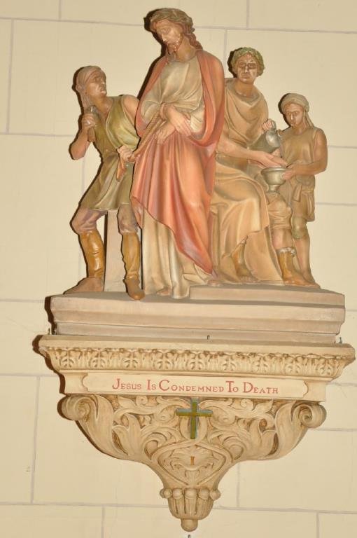 LARGE SET OF PLASTER STATIONS OF THE CROSS
