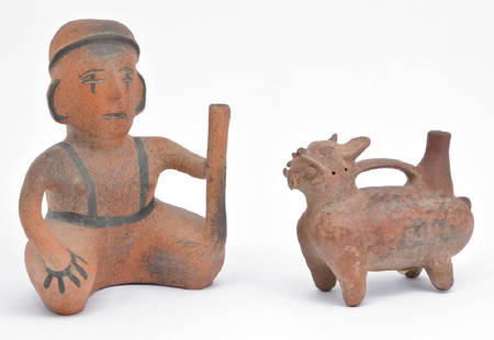 Chavin / Vicus Stirrup Vessel Seated Figure