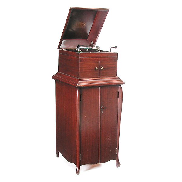 41: Victrola on Mahogany Stand w/ Records