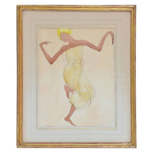 Auguste Rodin, Cambodian Dancer, Watercolor