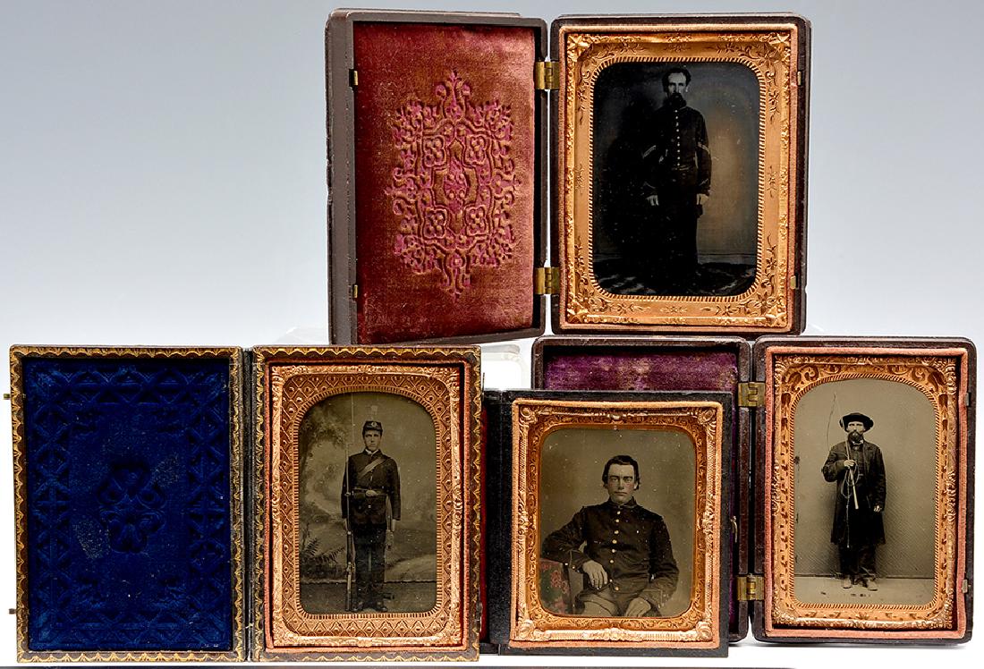 4 Civil War Era Tintypes And Ambrotypes, Union Soldiers