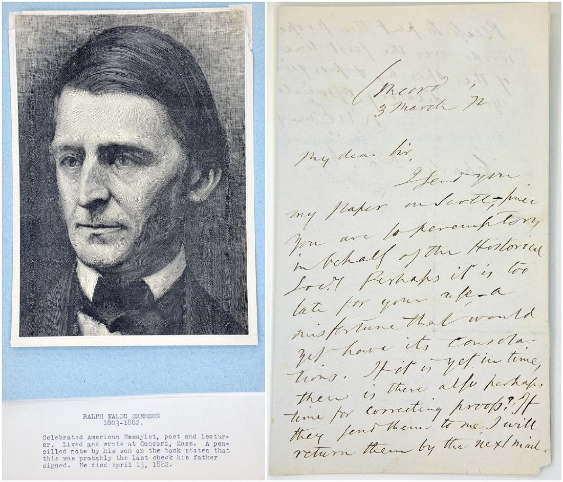Ralph Waldo Emerson Handwritten Letter with signature
