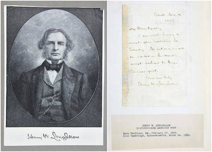 Henry W. Longfellow Handwritten Letter With Signature