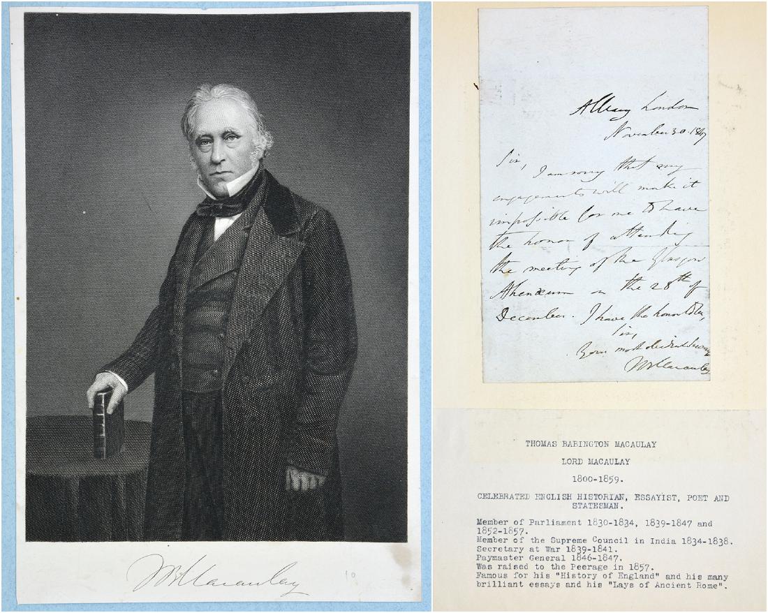 Thomas Babington Macaulay written letter with signature - Feb 2, 2019 ...
