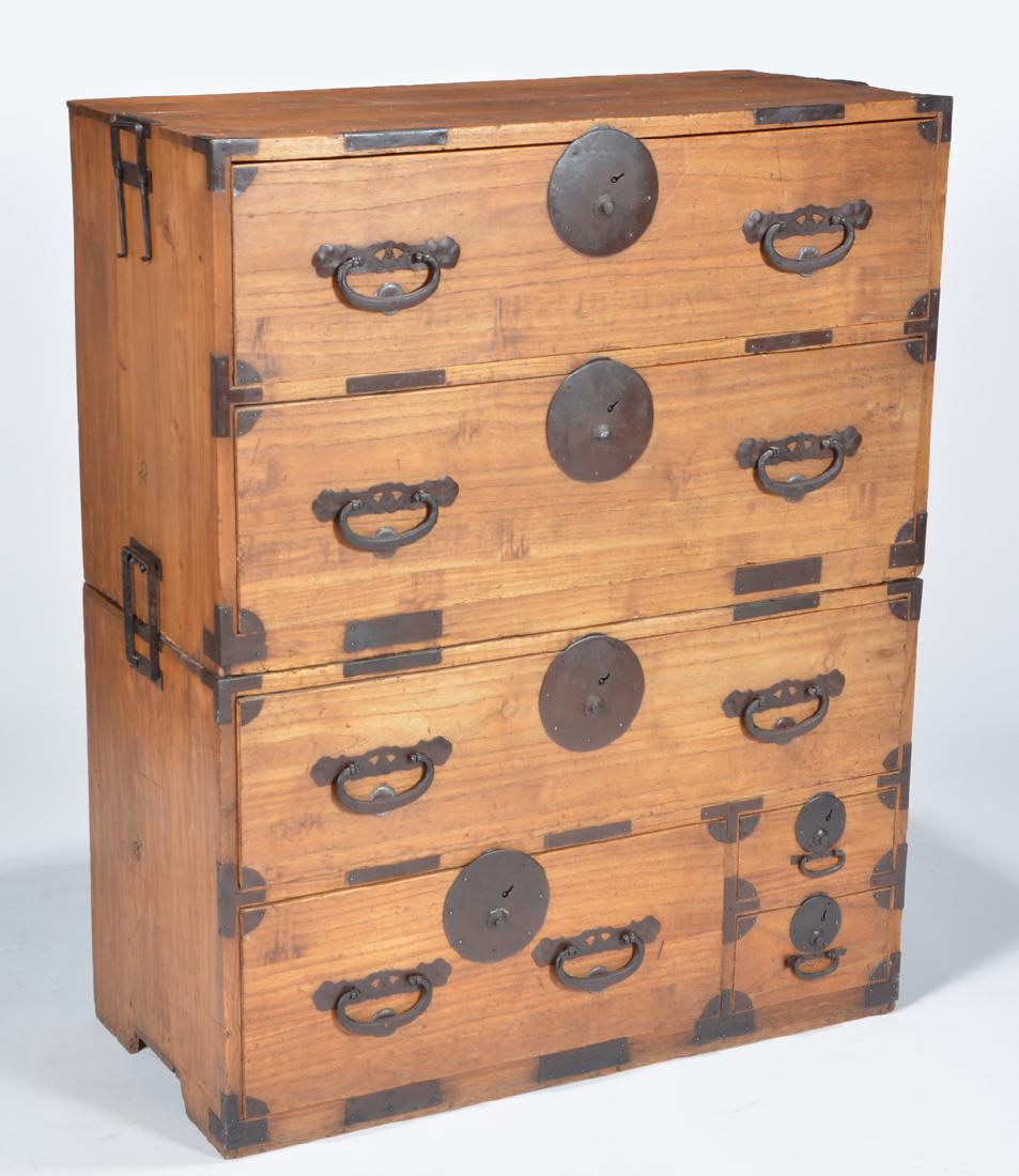 Japanese Tansu, 2 part with 6 drawers