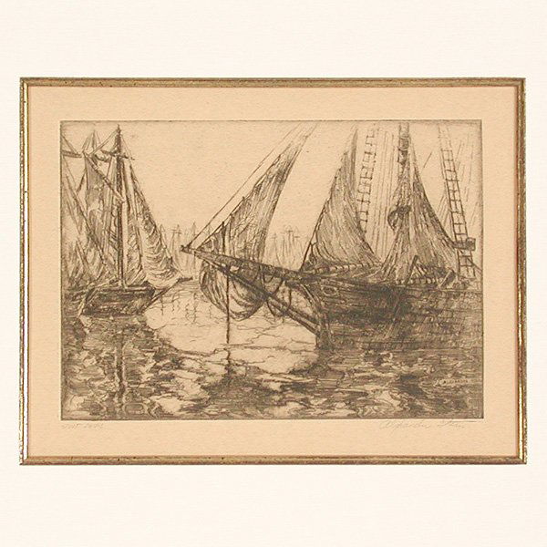 196: Alexander Stern Print, "Just Ships",