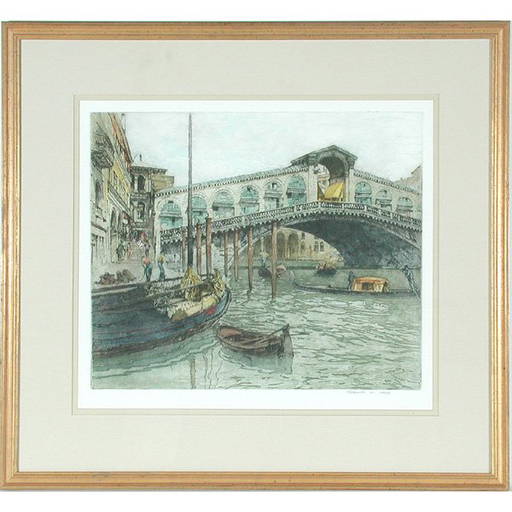Frank X. Wolf Etching, Venice Harbor