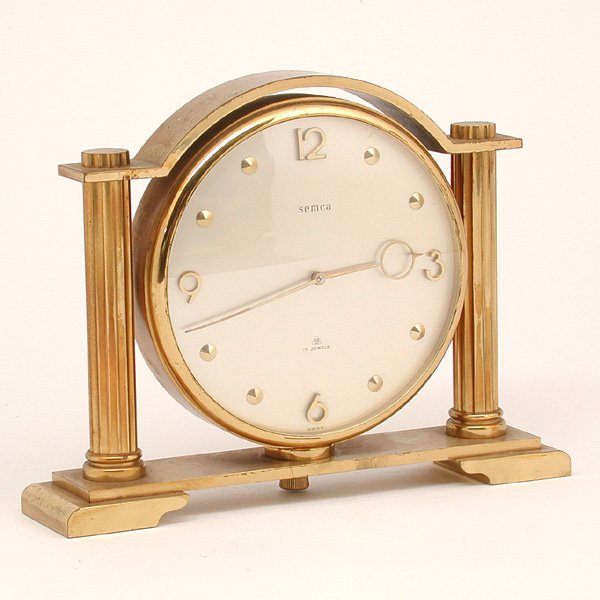 96: Semca Swiss Mantle Clock, Brass