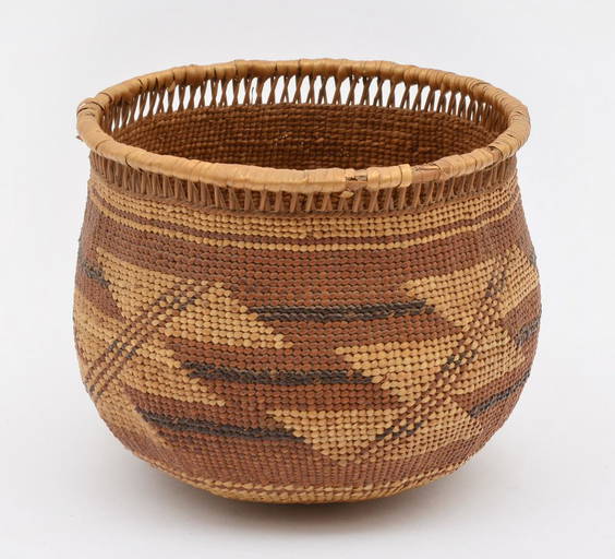 Karuk Native American Northwest Coast Polychrome Basket